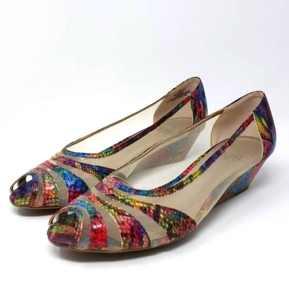 Impo | Shoes | Impo Vintage Gettable Rainbow Snakemesh Peep Toe | Poshmark